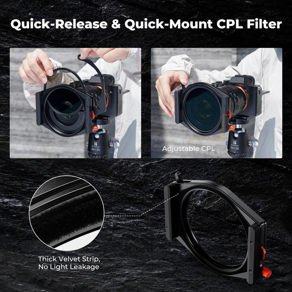 100mm Pro Square Filter System CPL+ND1000 Filter com 67mm 72mm 77mm 82mm Adapterringen - K&F Concept