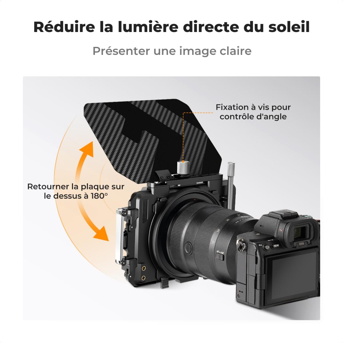 Kit Matte Box compatible avec deux filtres carrés 4x5,65" Comprend des ...