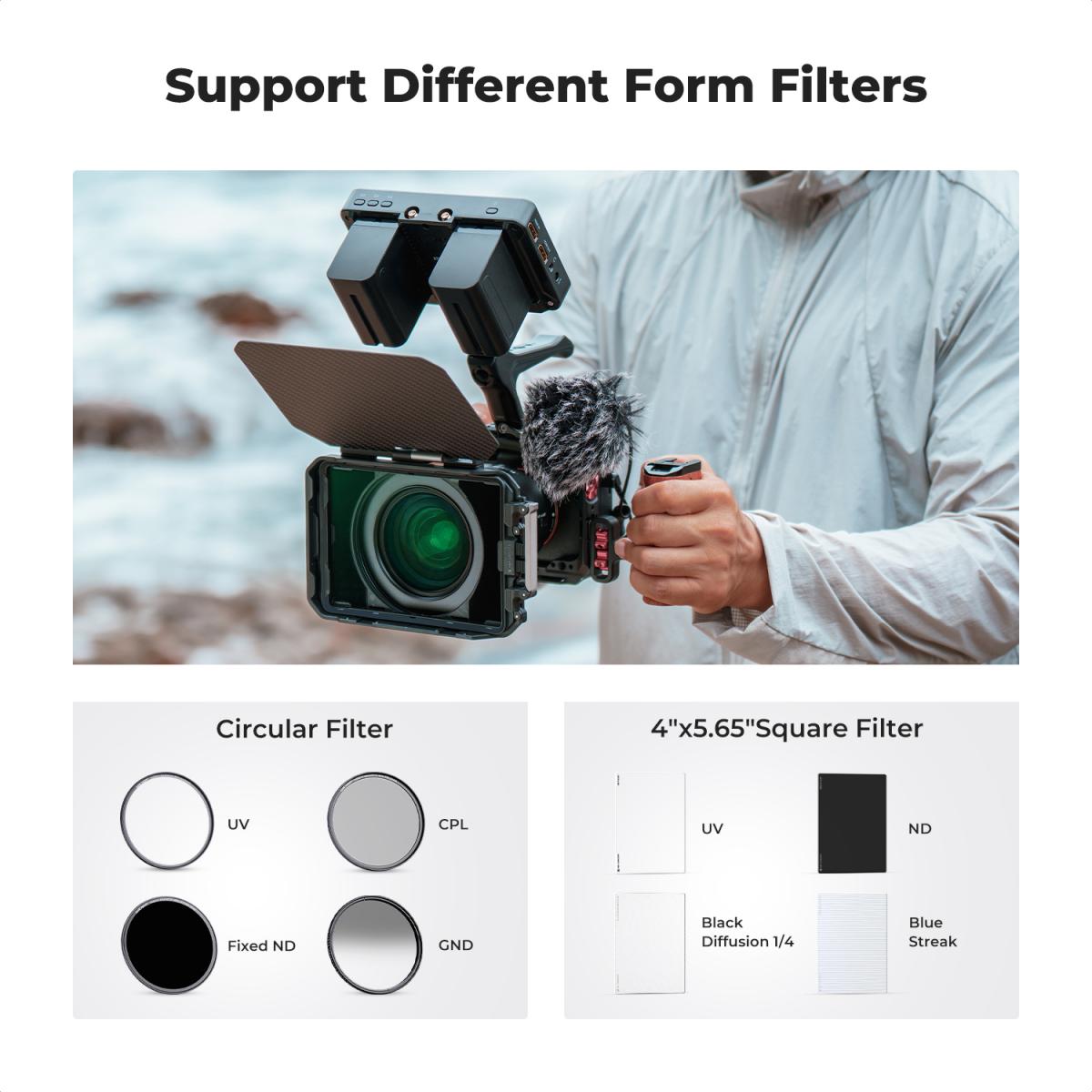 Matte Box Kit+Black Mist 1/4 Square Filter - K&F Concept