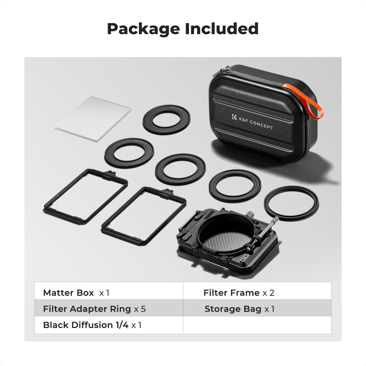 Matte Box Kit+Black Mist 1/4 Square Filter - K&F Concept
