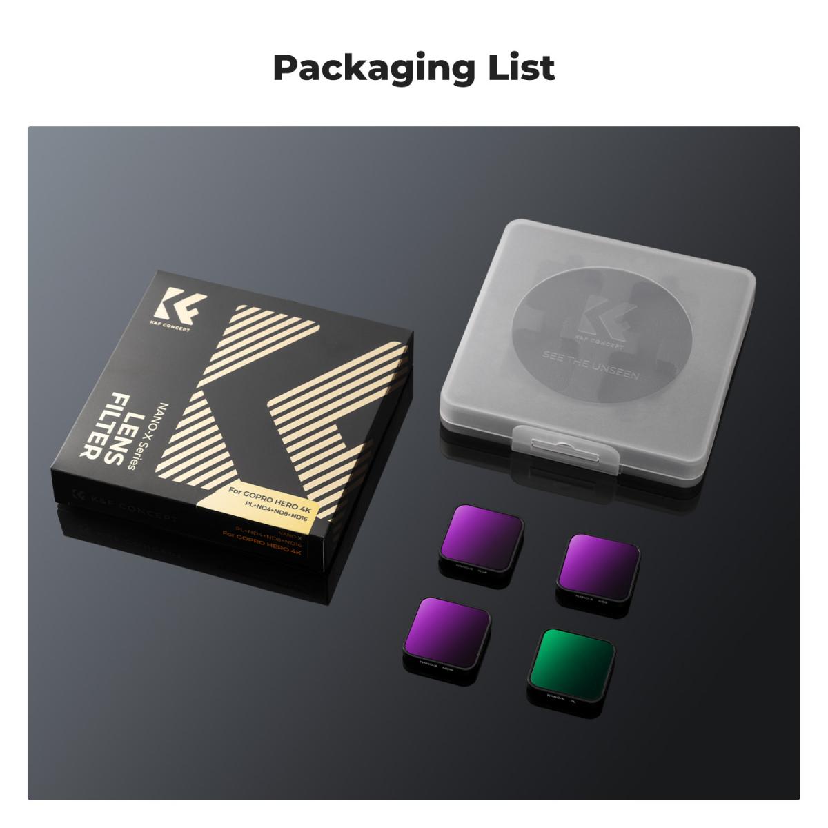 Gopro HERO 4K Action Camera CPL + ND4 + ND8 + ND16 Lens Filter Set - K ...