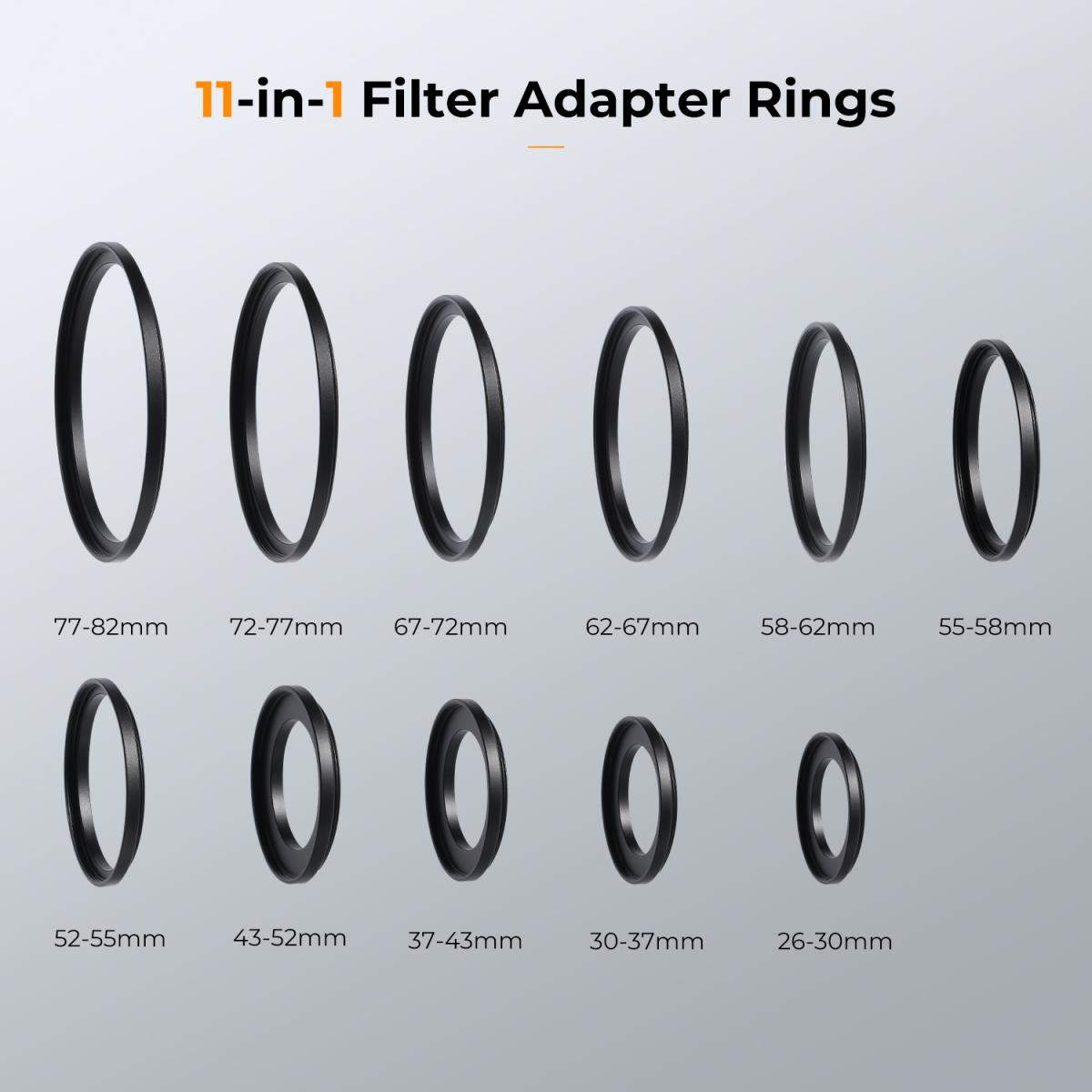 Generic Metal 11pcs Step Up Ring - K&F Concept
