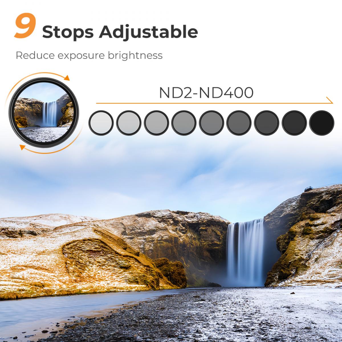 ND2-400 (1-9 Stop) 67mm Variabler ND Filter | K&F Concept - KENTFAITH