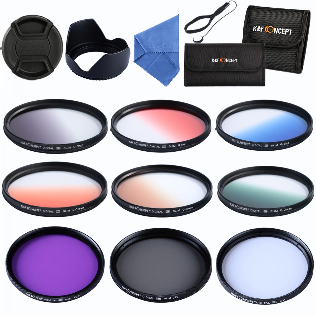 67mm Filtro Kit UV, CPL, FLD, Graduado Azul, Laranja, Cinza, Vermelho ...